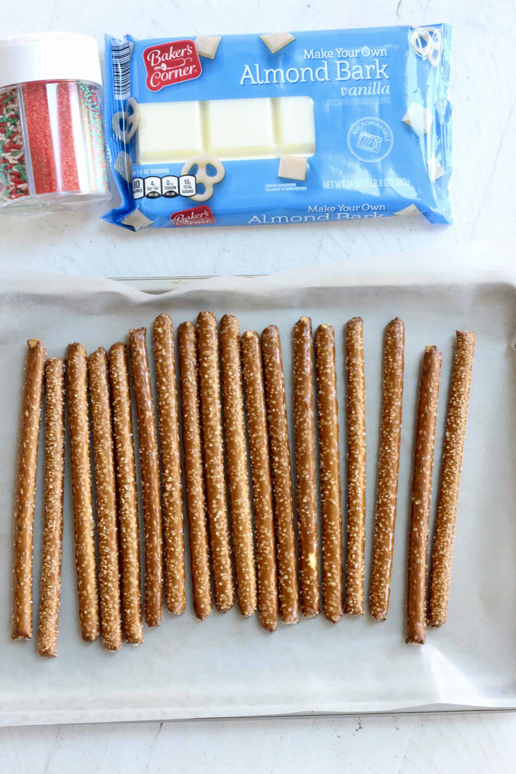 Almond Bark Dipped Pretzel Rods Recipe - Through My Front Porch