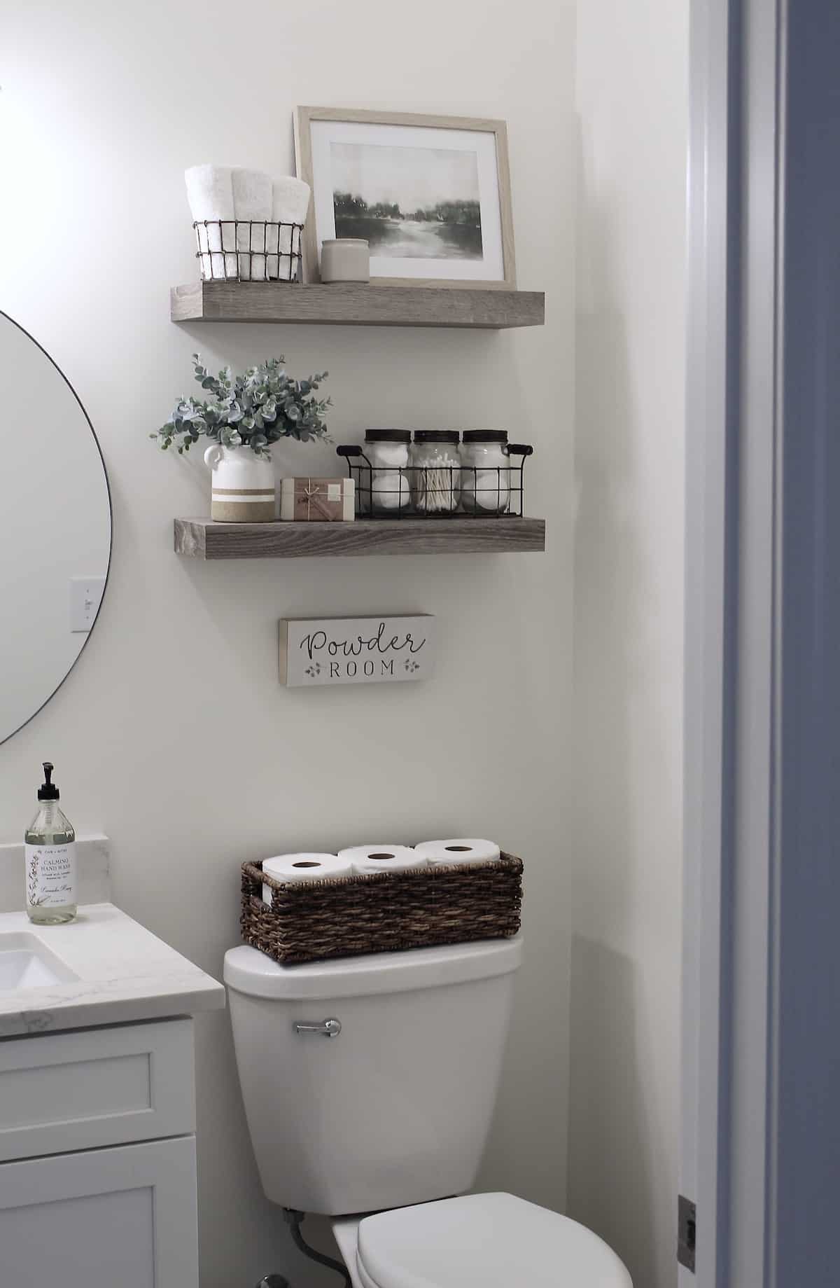 How To Decorate Bathroom Shelves - Through My Front Porch